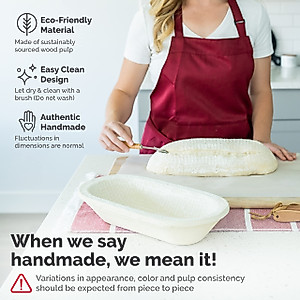 Bulka Banneton Bread Proofing Basket Spruce Wood Pulp Oval 1kg Waffle, Sourdough Proofing Basket – Proofing Baskets for Sourdough Bread Baking, Bread Proofing Bowl Non-Stick Brotform, Made in Germany.