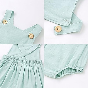 1st Birthday Outfit Boy, Smash Cake Outfit Boy Infant Baby Boho One-Piece Sleeveless Cotton Backless Overalls Romper Summer Jumpsuit Clothes for Cake Smash Photo Shoot Light Blue 12-18 Months