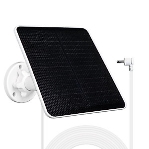 PowGrow Solar Panel Charger Compatible with Stick Up Cam Battery, Solar Power Charger with Round DC Adapter, IP65 Waterproof 6W Solar Panel with Continuously Charging, Long Charging Cable