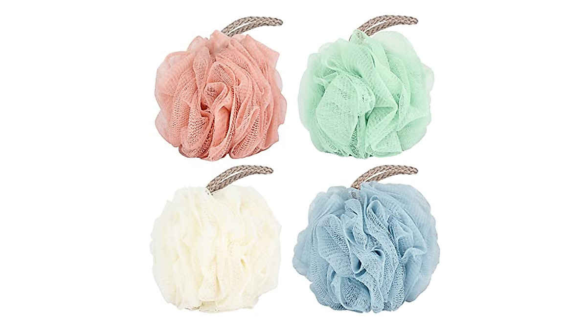 Fu Store Bath Sponges - Exfoliating Shower Loofahs 4 Pack