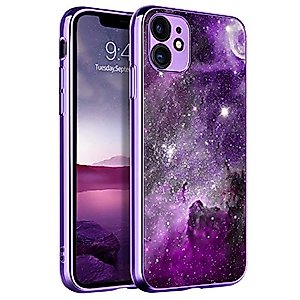 BENTOBEN iPhone 11 Case, Slim Fit Glow in The Dark Hybrid Hard PC Soft TPU Bumper Drop Protective Girls Women Men Phone Cover for iPhone 11 6.1 inch, Purple Galaxy