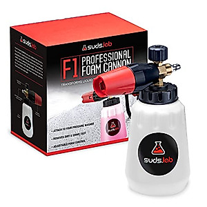 Suds Lab F1 Professional Foam Cannon with 32 ounce Canister, Adjustable Foam Nozzle, Quick Connect Pressure Washer, Clean Dirt, Car Washing