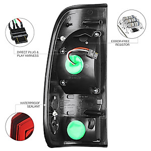 VIPMOTOZ LED Tail Light Lamp Assembly For 1997-2003 Ford F150 & 1999-2007 Ford Superduty F250 F350 Pickup Truck - Rosso Red Lens, Driver and Passenger Side