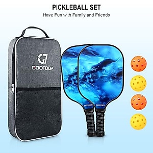 Gootoop Pickleball Paddles USAPA Approved, Pickleball Set with 2 Pickleball Rackets 4 Balls & 1 Bag, Fiberglass Pickle Ball Paddle with Polypropylene Core, Pickleball Equipment for Men Women