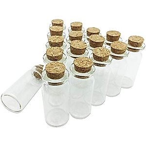 JASEASYZ Mini Glass Jars with Cork Lids, 10ml DIY herb Sand Art, Small Romantic Decorations Glass Bottles Message Craft, Birthday Wedding Anniversary Party Favors for Boyfirend Girlfriend Pack of 16