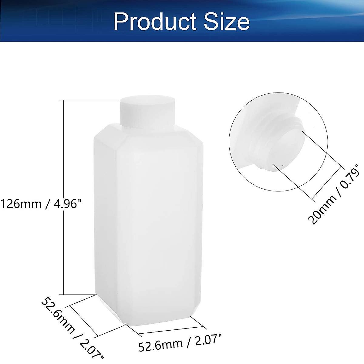 Bettomshin 10Pcs Narrow Mouth HDPE Reagent Bottle, 250mL/8.45oz Square Plastic Lab Chemical Reagent Bottle, Leak Proof, Translucent Sample Sealing Liquid/Solid Storage Container with Caps