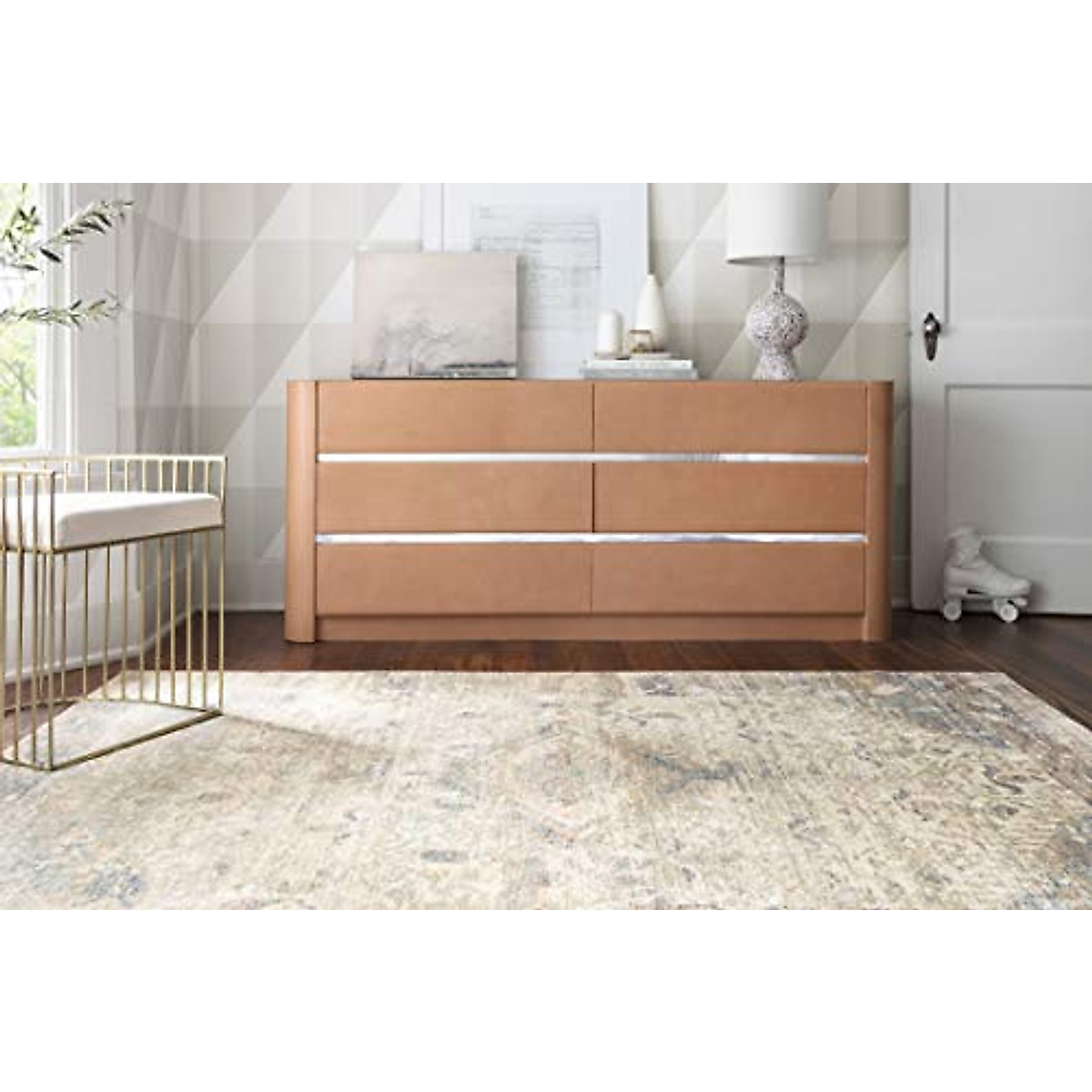 Loloi Revere Rug, Ivory & Blue 2'-6" x 10'-0" Area Rug – Traditional Accent Rugs for Living Room, Bedroom, Entryway & Hallway, No Shed High Traffic Area Home Decor Rug