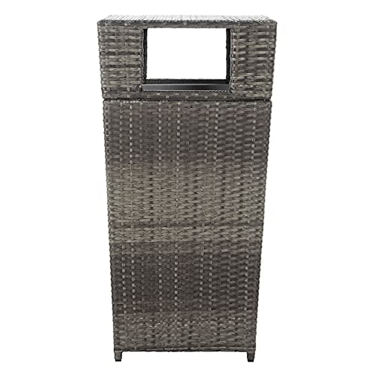 SAFAVIEH Outdoor Collection Mazeli Grey Brown Woven Square Lid Trash Bin (Fully Assembled) PAT7512C