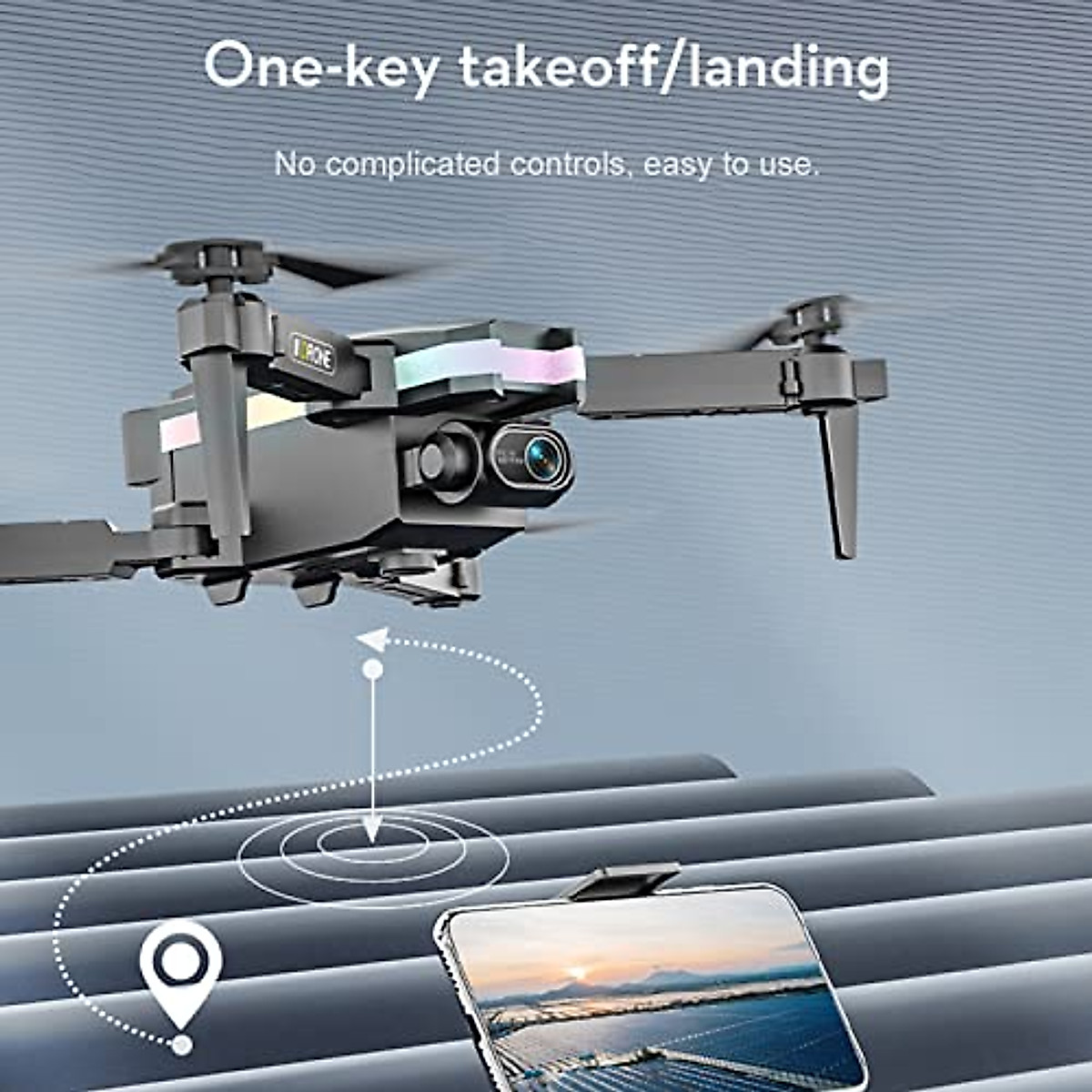 Mini Drone Rc Drones with Camera for Adults, Flying Toys with Color LED Lights, Headless Mode, Daul 4K HD Fpv Camera, 3-level Flight Speed, Drones for Kids 8-12, Rc Plane Helicopters Cool Stuff