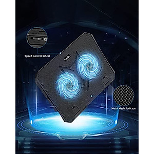 KeiBn Laptop Cooling Pad, Gaming Laptop Cooler 2 Fans for 10-15.6 Inch Laptops, 5 Height Stands, 2 USB Ports (S039)