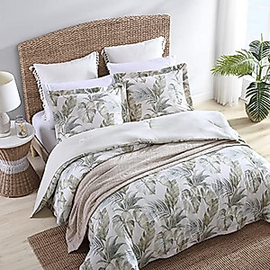 Tommy Bahama - Queen Comforter Set, Reversible Cotton Bedding with Matching Shams, Medium Weight Home Decor for All Seasons (Waimea Bay Green, Queen)
