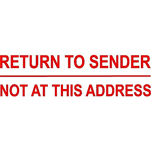 IDEAL Self Inking Stamp – Return to Sender, NOT at This Address – Red Ink, Impression Size 9/16” x 1-1/2”