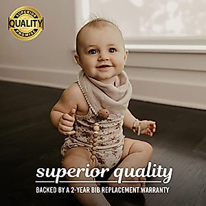 Kishu Baby Indi Girls Pom Pom Bibs - Luxuriously Soft, 100% Organic Cotton Muslin Exclusive of Trim - Fairtrade & GOTS Certified Organic Drool Bib with Snaps (Peach, Ivory, Lavender)