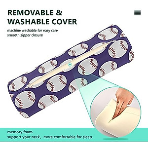 Vnurnrn Sports Baseball Neck Support Pillow Round Neck Roll Bolster Cylinder Pillow Cervical Pillows Back Pillow for Leg Knee Back Head Support for Gifts Camp Study Work