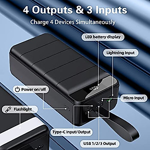 Power Bank 50000mAh, 22.5W PD Quick Charge Portable Charger with 4 Outputs & 3 Inputs & Flashlight and LED Display, Huge Capacity Safer External Battery Pack for Smartphone, Android, Tablet & etc