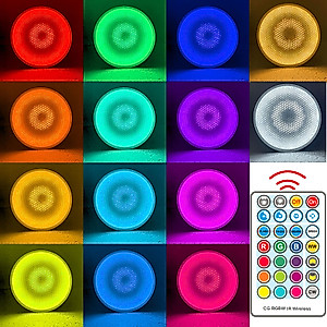 CGELAP 2 Pack,PAR38 RGBW LED Bulbs,30WRGB+Warm+Cool White(2700K-6500K), LED Flood Light,Indoor/Outdoor,IR Remote Control, Timing,Waterproof Lawn Lamp for Home Courtyard Christmas Party Decoration