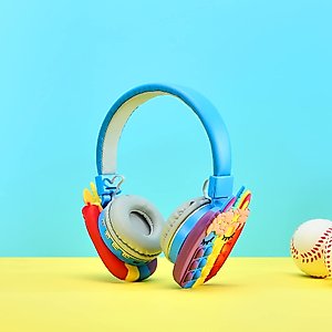 Wireless Bluetooth Noise Cancelling Over-Ear Headphone Silicone Fidget Pop Built-in Mic On-Ear Stereo Headset for Smartphone Tablet Computer (Rainbow Unicorn)