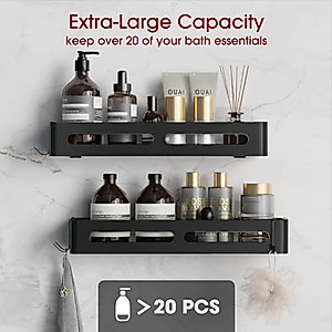 Sakugi Shower Caddy - X-Large Shower Organizer, Rustproof Shower Shelves for inside Shower, Premium 304 Stainless Steel Shower Rack for Bathroom, No Drilling Required, Black, 2 Pack