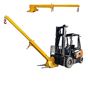 BREVELTION 4400lb/2ton Loading Capacity Forklift Mobile Crane Telescopic Arm with 0-75 Degrees Adjustable Tilt Angle 7ft-12ft Extension Attachments Boom Truss Hoist Jib Towing Handling Equipment