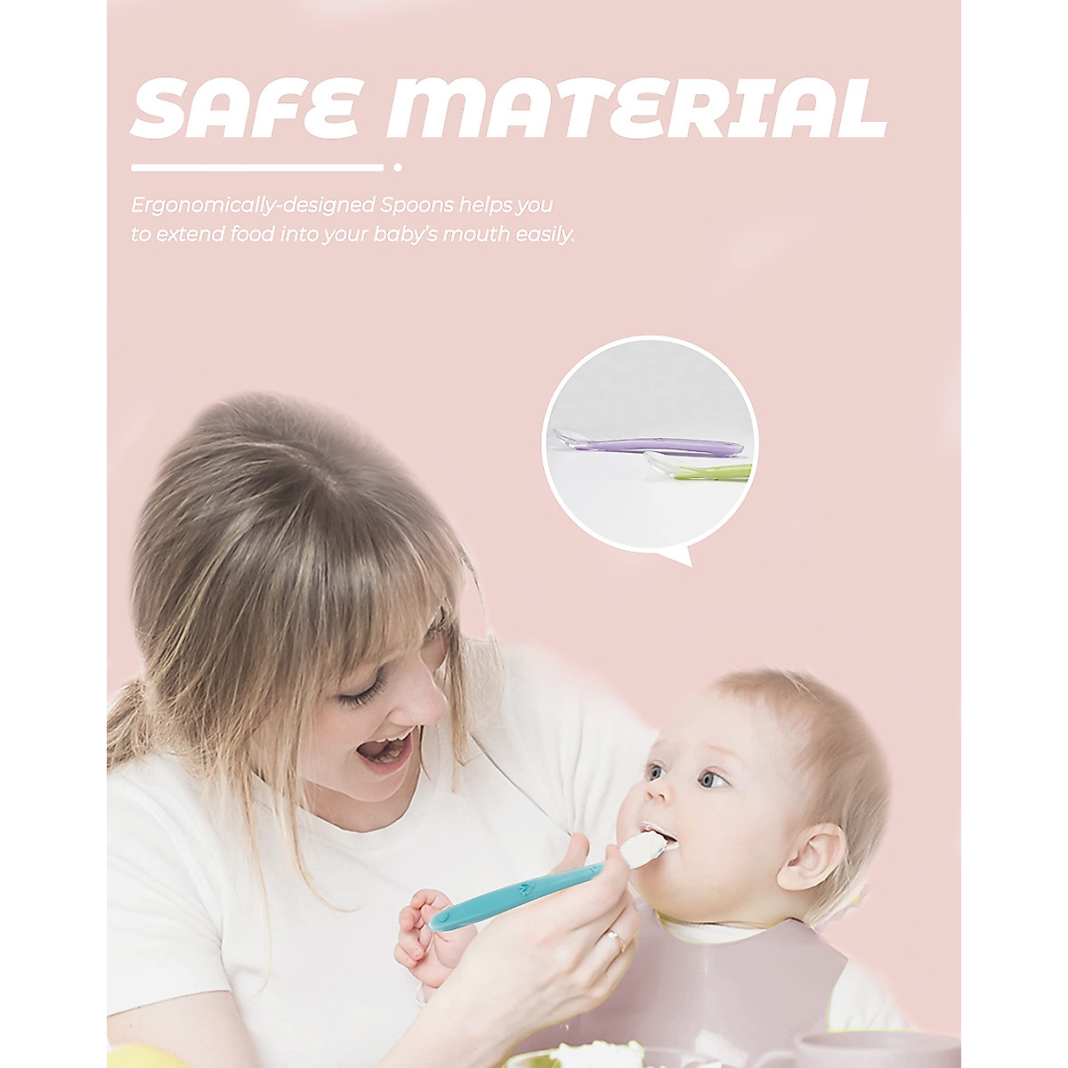 8 Pcs Silicone Baby Spoons First Stage, Baby Spoons Self Feeding 6+ Months, Toddler Utensils for Baby Led Weaning