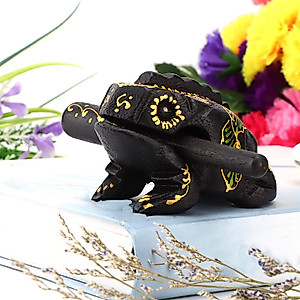Animal Carved Croaking Craft Wooden Frog Percussion Musical Instrument, Wooden Percussion Desk Accessories of Frog Noise Maker for Cool Music Gifts Elderly and Kids, Black