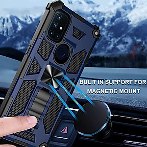 Ailiber Compatible with OnePlus Nord N10 5G Case with Screen Protector, for Magnetic Car Mount, Kickstand Holder, Shockproof Bumper Military Grade Armor Protective Cover for 1+Nord N10 5G-Blue