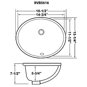 Ruvati 16 x 13 inch Undermount Bathroom Vanity Sink White Oval Porcelain Ceramic with Overflow - RVB0616