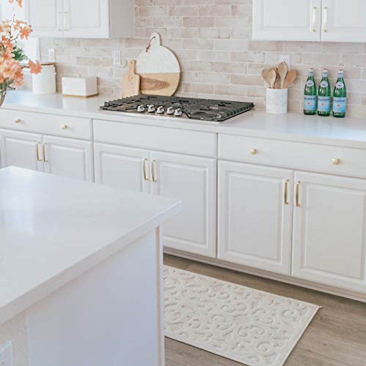 Orian Sculpted 4704 Indoor/Outdoor High-Low Debonair Natural Runner Rug, 1'11" x 7'6", Ivory