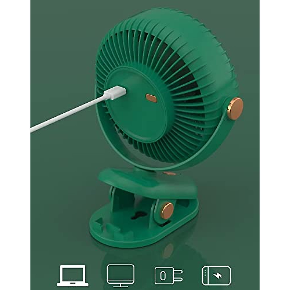 500mAh Portable Rechargeable Clip on Fan, 5 inch Battery Operated Fan, 3 Speeds Personal Fan, 360 Rotation Small Desk & Clip Fan, Ideal for Outdoor Camping Golf Cart Treadmill Home Office, Purple