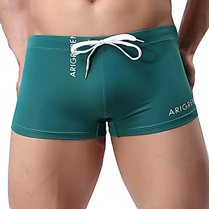 Bokeley Mens Swim Trunks, Swim Short Men Boxer Briefs Swimming Pants Swimwear (L, Green)