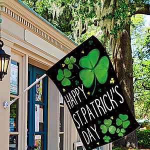 Morigins Happy St Patrick's Day Lucky Shamrocks Clover Double Sided Spring 17 March Yard Outdoor House Flag 28x40 Inch