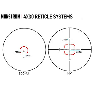 Monstrum Stealth 4x30 Fixed Magnification Scope with AO Parallax Adjustment | BDC Reticle | Scope Only