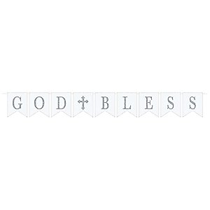 "God Bless" Canvas w/ Glitter Pennant Banner | 8.5' w/ 7" Pennants | 1 Pc