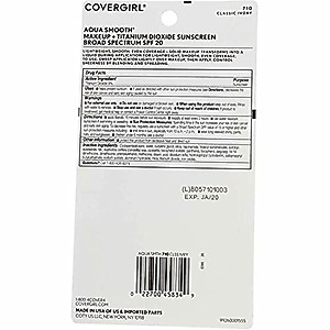 CoverGirl Aquasmooth SPF 20 Compact Foundation, 710 Classic Ivory, 0.4 Ounce