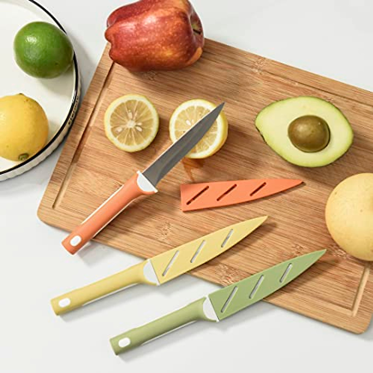 COKUMA Paring Knives With Sheath, 6PCS Paring knife (3pcs pairing knife & 3pcs knife sheath), German Steel Paring Knife Set, Fruit and Vegetable Knife for both Home & Restaurant
