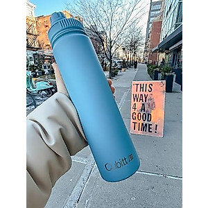 Cubitt Insulated Sports Hydro Water Bottle 24 oz, 2 Lids (Coffee Lid and Wide Mouth Twist Sports Lid), Stainless Steel, Double Walled. Cold for up to 24 hours, Hot for up to 12 hours. (Blue 24 oz)