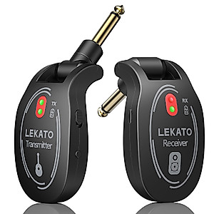LEKATO Wireless Guitar System Rechargeable UHF Wireless Transmitter Receiver 4 Channel for Electric Guitar Bass, Low Latency Guitar Wireless System (L6)