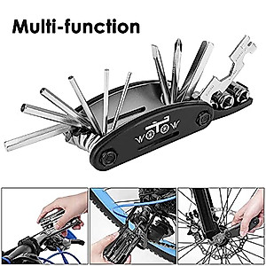 WOTOW Bike Repair Tool Kit - 16 in 1 Bicycle Multitool Portable Mountain Bike Tool Cycling Maintenance, Bike Hex Key Wrench & Bike Tube Patch Kit & Tire Lever & Hard Carrying Case (16 in 1 Tool)