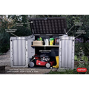 Keter Store-It-Out Prime 4.3 x 3.7 ft. Outdoor Resin Storage Shed with Easy Lift Hinges, Perfect for Yard Tools, Pool Toys and Garden Accessories, Grey
