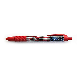 Patriotic Themed Ballpoint Pens with Grip - 6 Pack (Made in USA)