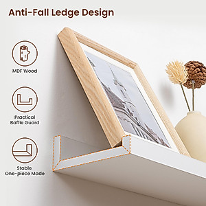 Axeman White Floating Shelves for Wall | Picture Ledge Shelf Set of 4 | 48 Inch Picture Shelf for Wall with Ledge | Floating Shelves with Lip Photo Ledge Shelves Display Shelves Nursery Book Shelves