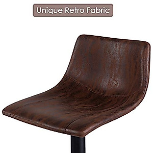 SUPERJARE Bar Stools Set of 4 - Adjustable Barstools with Back and Footrest, Counter Height Bar Chairs for Kitchen, Pub - Retro Brown