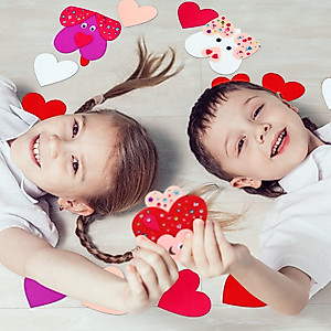 560 Pieces Valentine's Day DIY Craft Kit Felt Heart Animals Art Craft Set with Googly Eyes Gem Sticker for Kid Valentines Game Activity Party Supplies