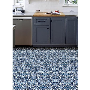 FloorPops 12-in by 12-in Blue Erina Peel & Stick Floor Tiles
