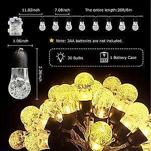 Globe String Lights Battery Operated 23FT 8 Lighting Modes Dimmable with Remote, Remote Battery Lights Waterproof Decorative Hanging String Lights for Indoor Outdoor Garden Patio Christmas Party