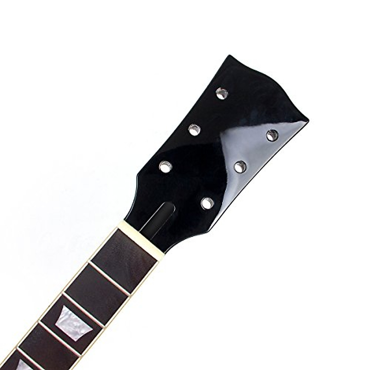 Electric Guitar Neck Paddle Head Unfinished Parts Replacement (Black with trapezoid inlays)