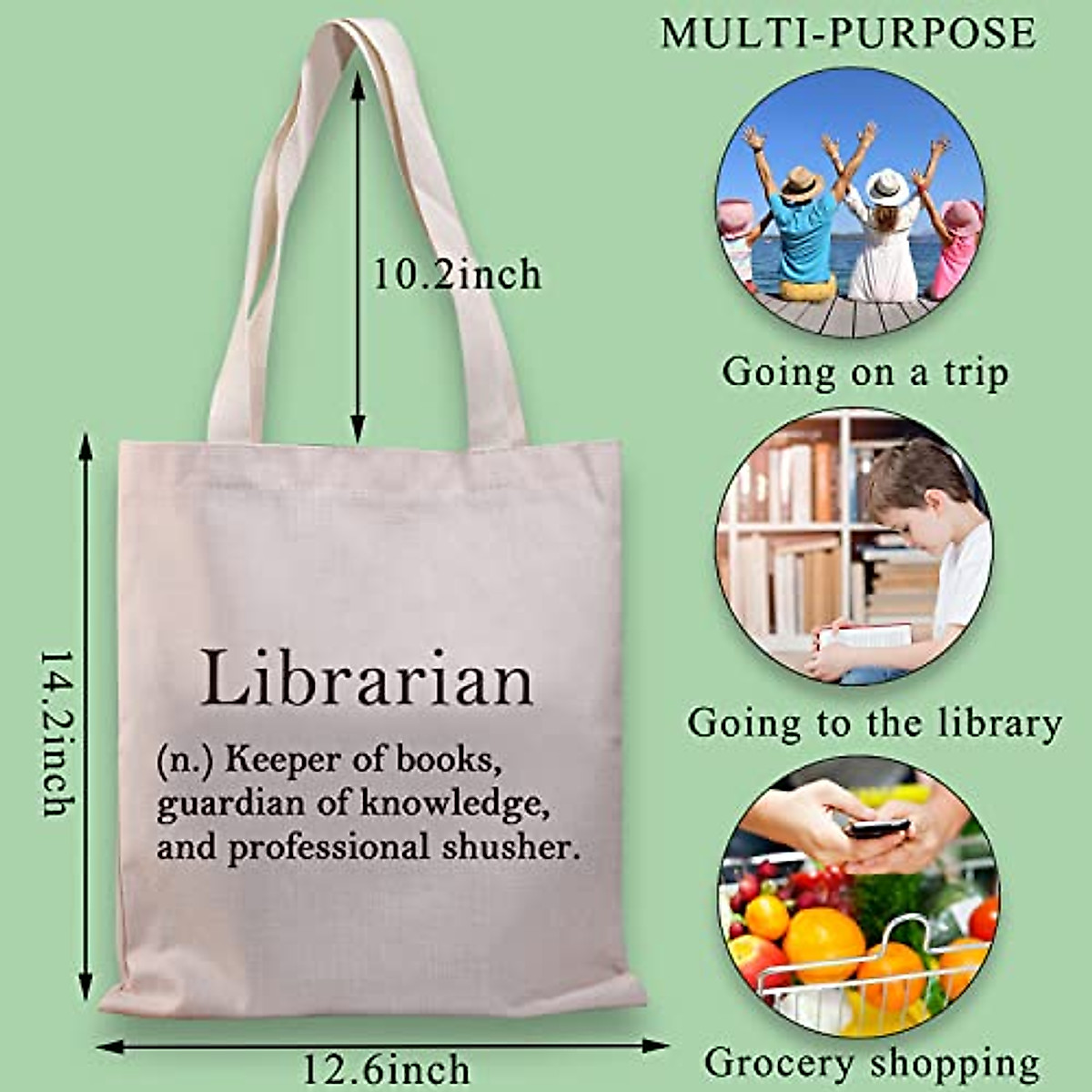 BDPWSS Librarian Tote Bag For Women School Librarian Gift Librarian Appreciation Gift Librarian Definition Gift (Keeper of books TG)