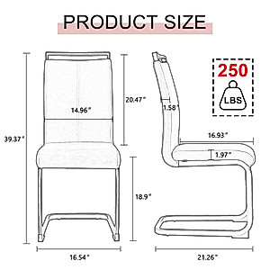 POULEII Dining Chairs Set of 4, Upholstered Dining Chairs with C-Shaped Tube Chrome Legs and Faux Leather Padded Seat for Dining&Kitchen Room,Blue