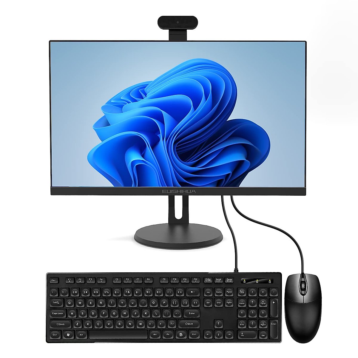 EUISHIHUA 24” All-in-One Computers, i7 Quad-Core Desktop Computer with Camera, 16G Ram 512G SSD IPS HD Display, WiFi Bluetooth for Home Entertainment Business Office (i7-Black)