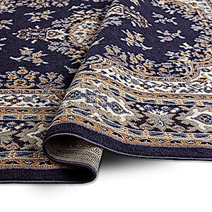 Home Dynamix Premium Sakarya Traditional Medallion Area Rug, Navy Blue/Brown, 5'2"x7'4"